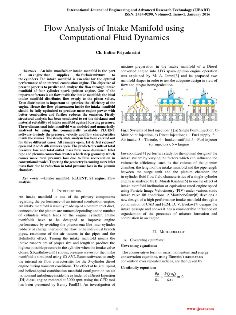 Flow Analysis of Intake Manifold Using Computational Fluid Dynamics | PDF | Internal Combustion ...