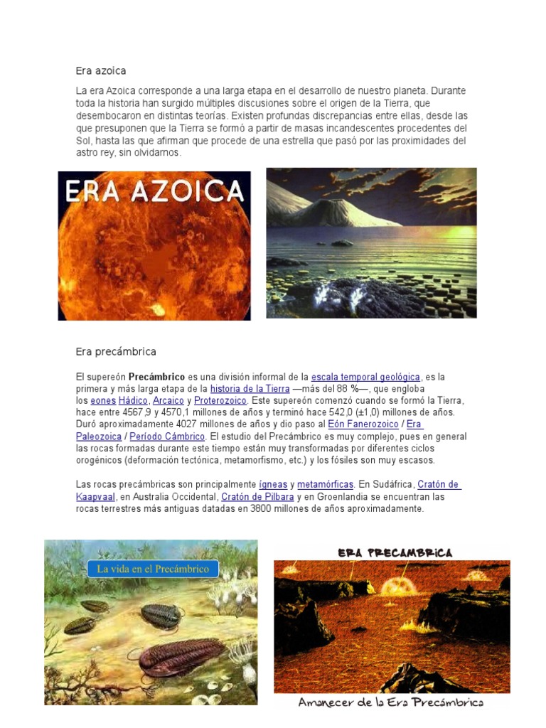 Era Azoica Era Precambrica | PDF | Geología | Planetas Del Sistema Solar
