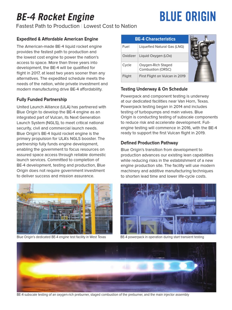 BE4 Rocket Engine | PDF | Spaceflight Technologies | Rocketry