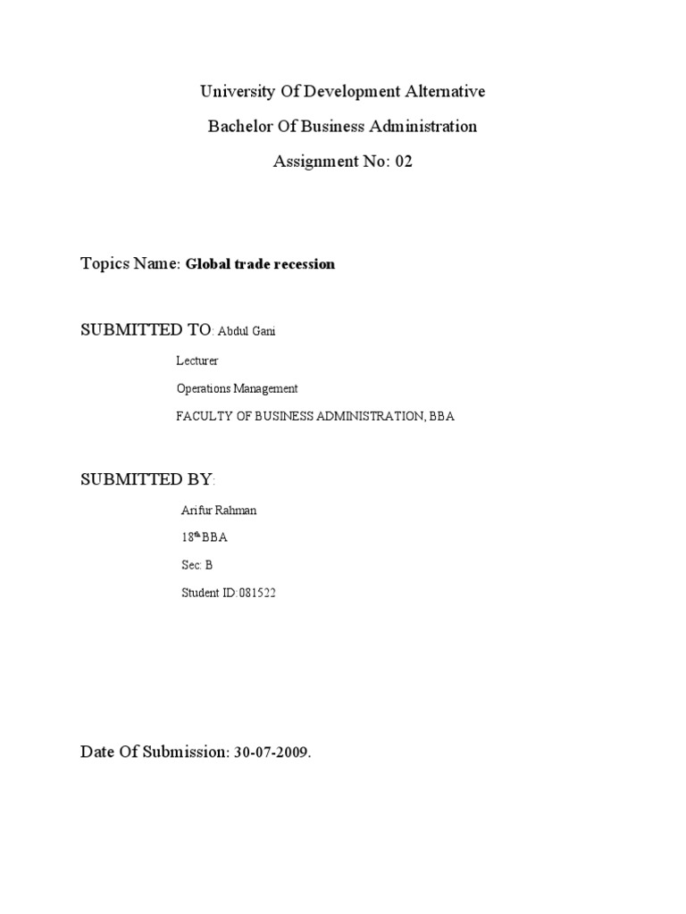 University of Development Alternative Bachelor of Business ...