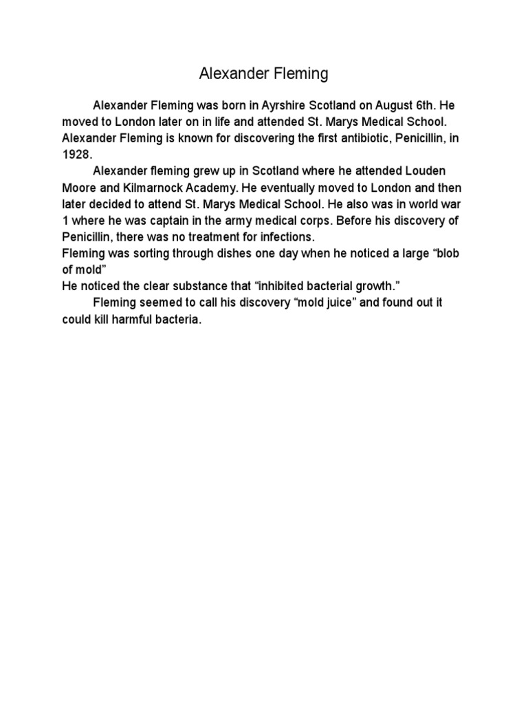 Alexander Fleming: Discoverer of Penicillin | PDF