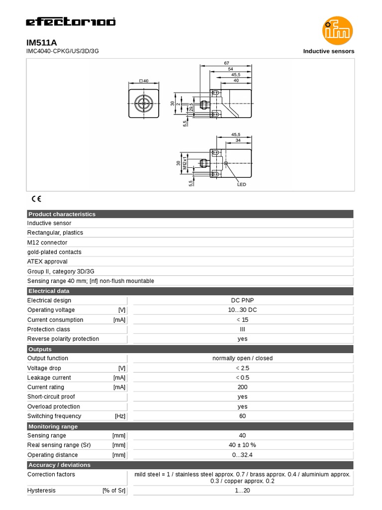 Ifm Im511a en | Download Free PDF | Sensor | Power Supply