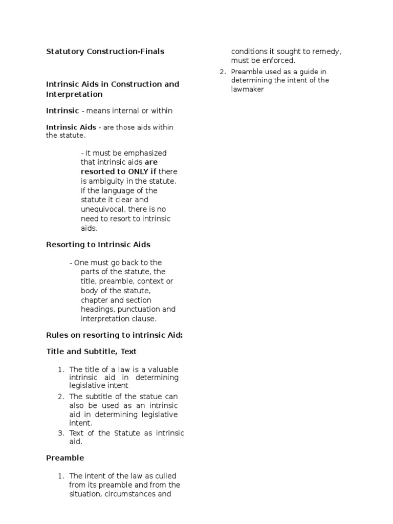 Statutory Construction Finals | PDF | Statutory Interpretation | Ex ...