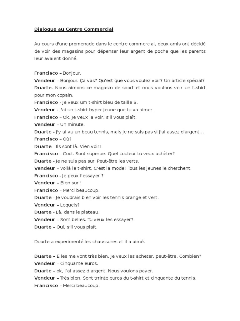 Dialogue au Centre Commercial | PDF