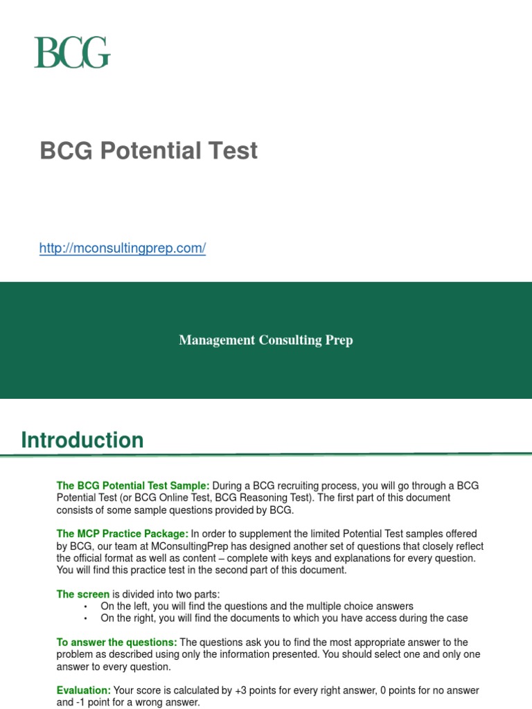 BCG Potential Test MCP PDF | PDF | Taxicab | Multiple Choice