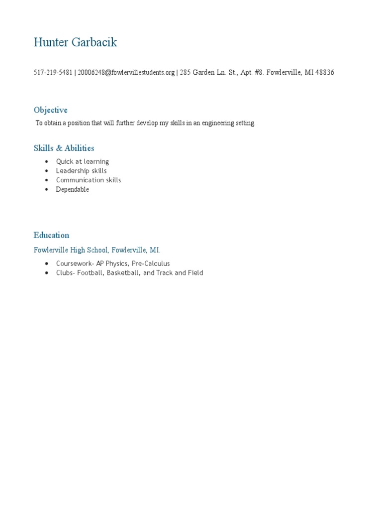 Garbacik Resume | PDF
