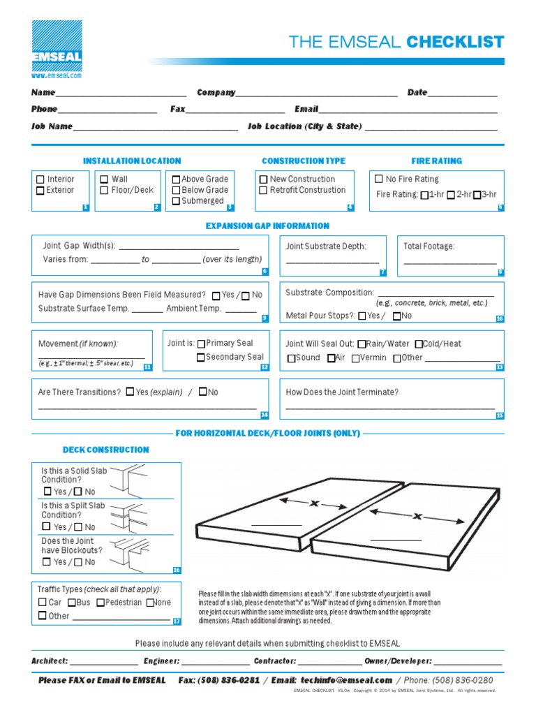 Emseal Expansion Joint Checklist | PDF | Mechanical Engineering ...