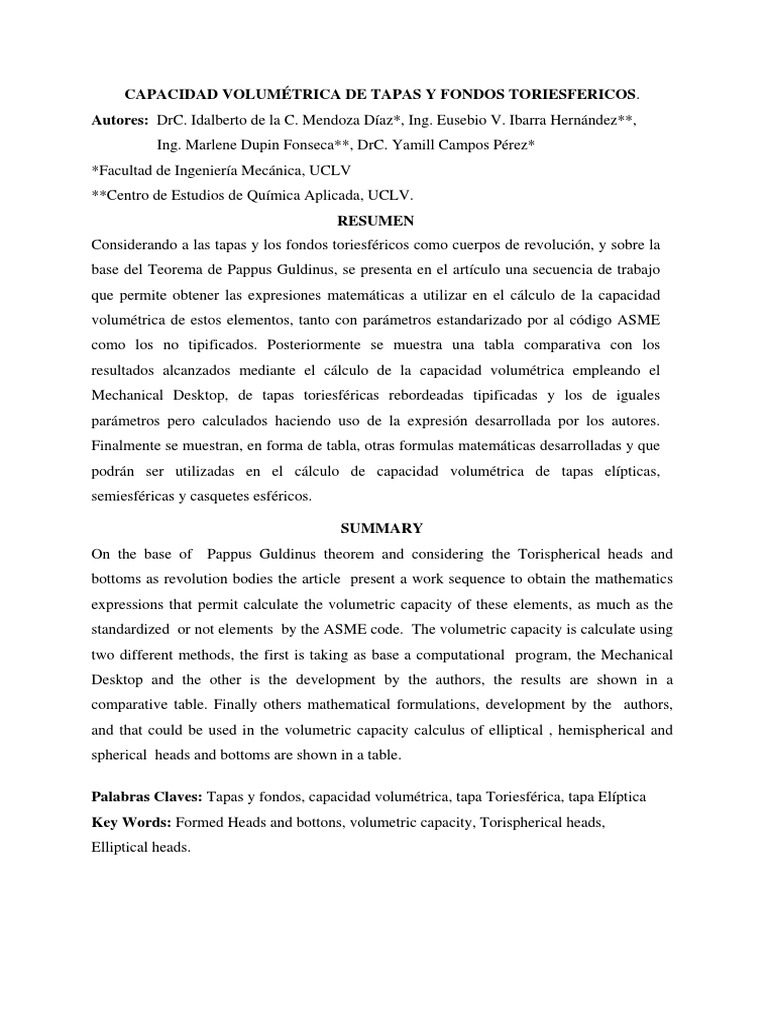 Fórmula volumen tapas Toriesféricas | PDF | Fórmula | Triángulo