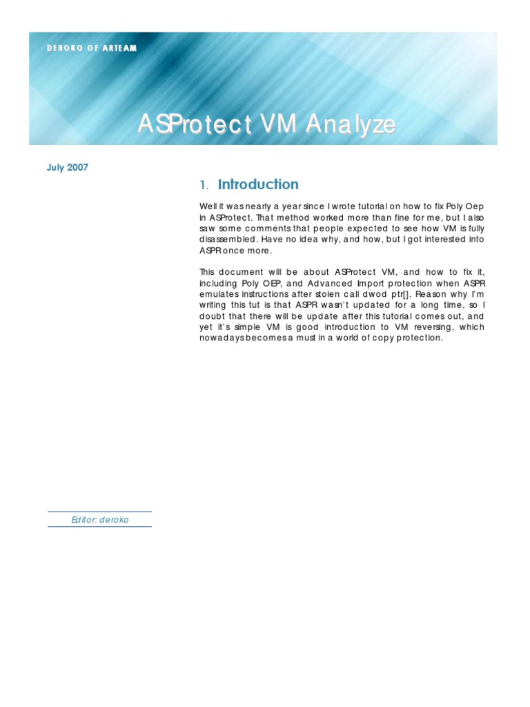 ASProtect VM Analyze | PDF | Instruction Set | Computer Data