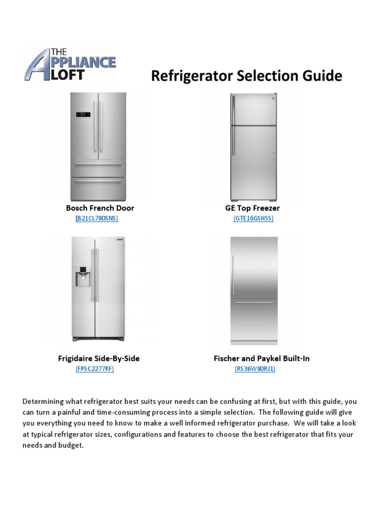Refrigerator Selection Guide | PDF | Refrigerator | Kitchen