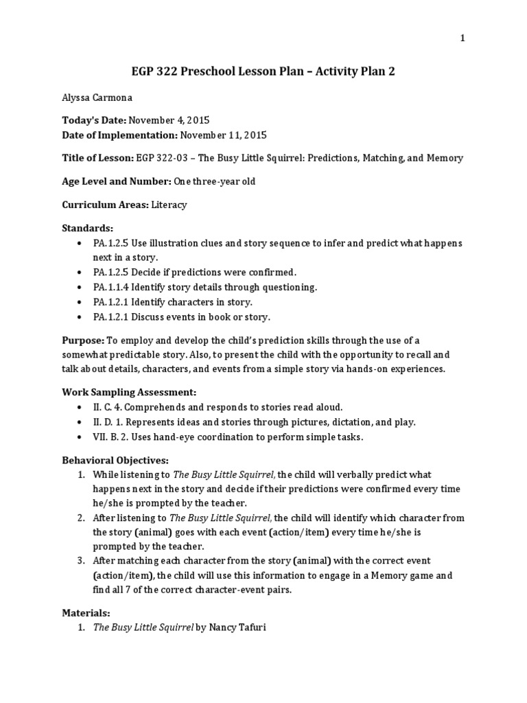 Pre-K - The Busy Little Squirrel | PDF | Memory | Epistemology