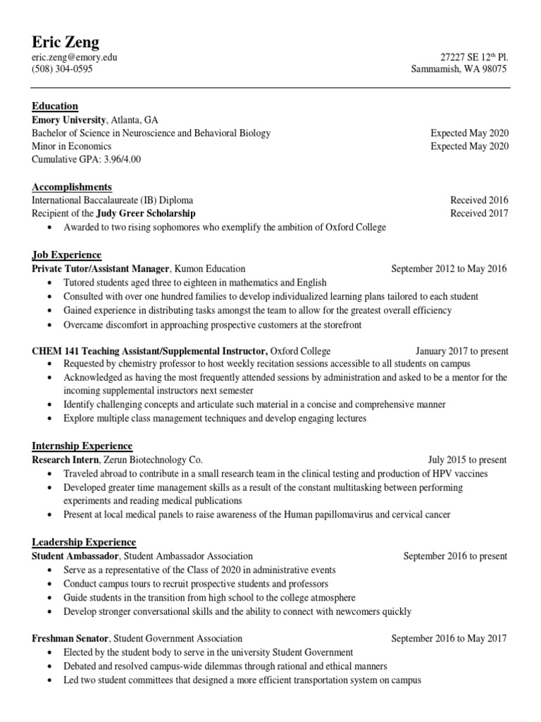 Eric Zeng Resume May 2017 | University Of Oxford | Academia