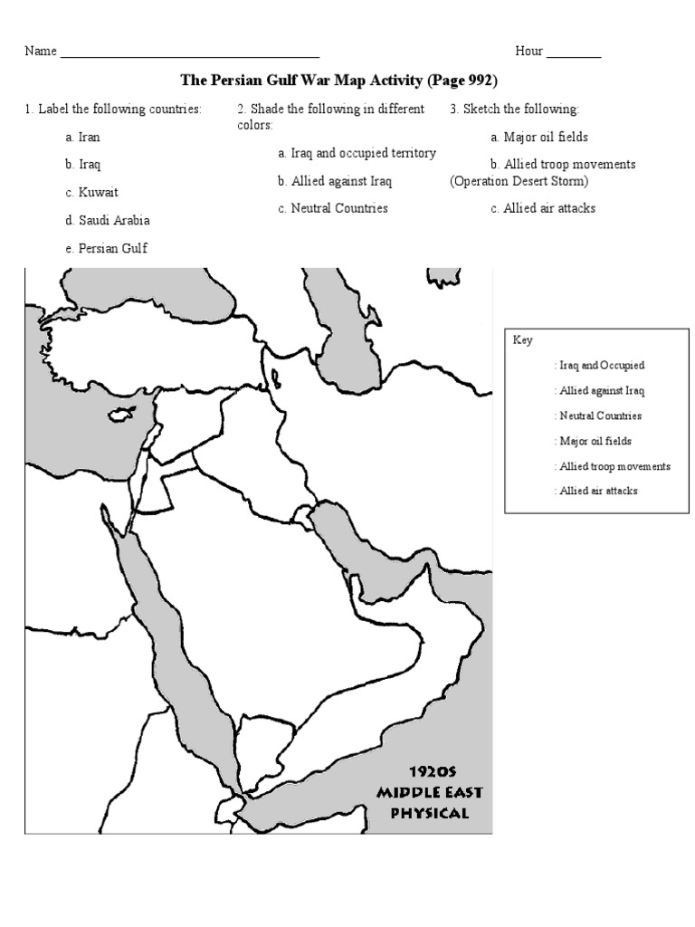 5-18 Persian Gulf War Map Activity | PDF