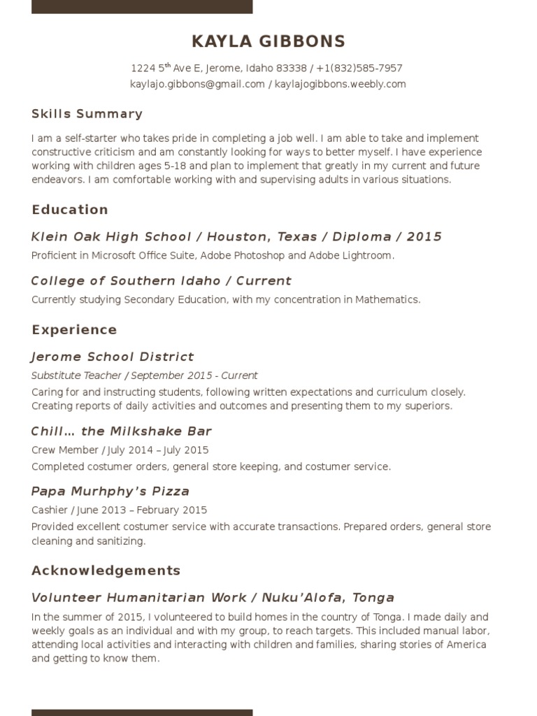 Kayla Gibbons: Education | PDF