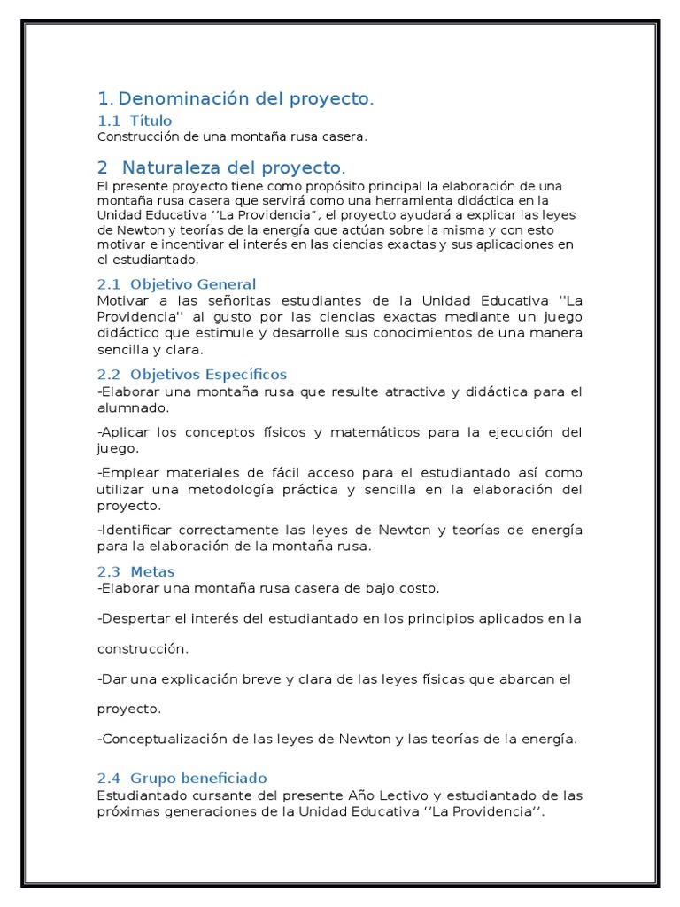 Proyecto Montaña Rusa | PDF | Fuerza | Masa