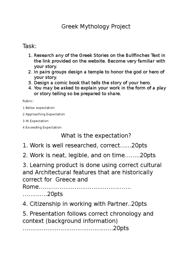 Greek Mythology Project | PDF