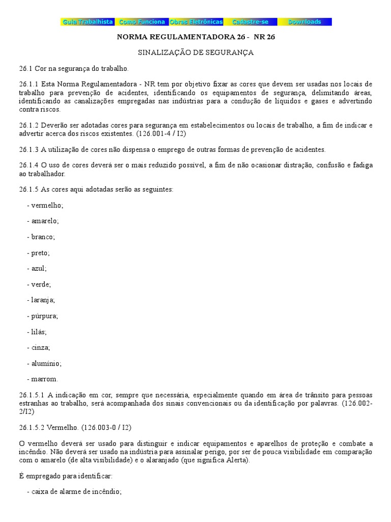 Norma Regulamentadora 26 - NR 26 PDF | PDF | Óleo de motor | Primeiros ...