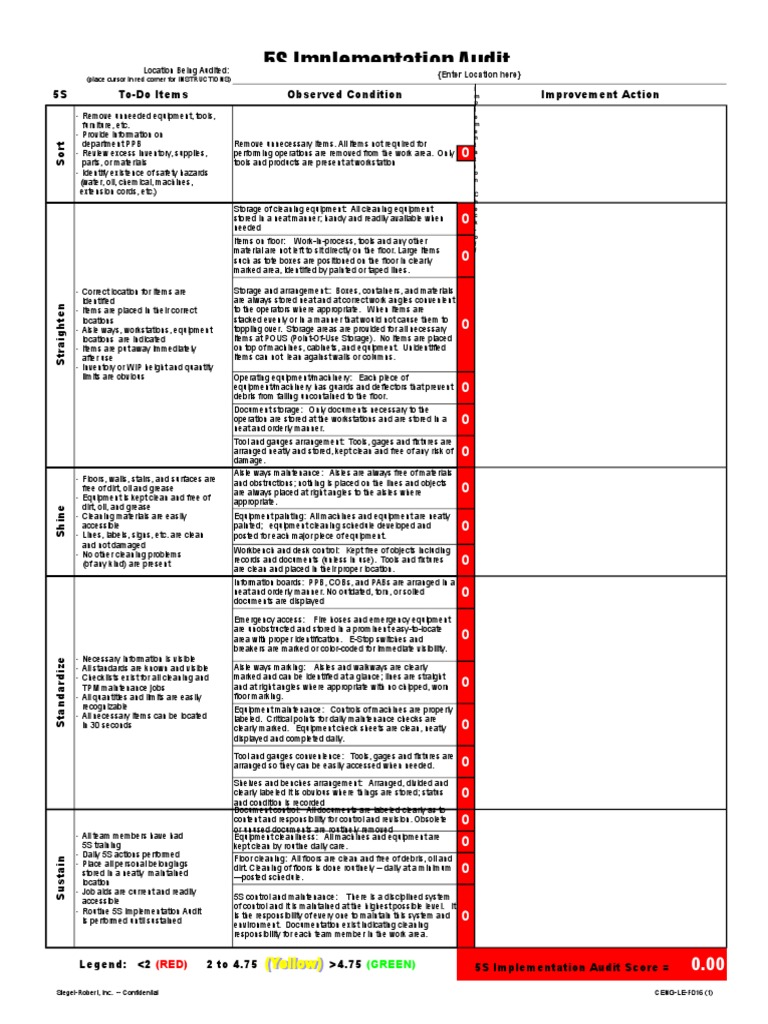 5S Assessment | PDF | Aisle