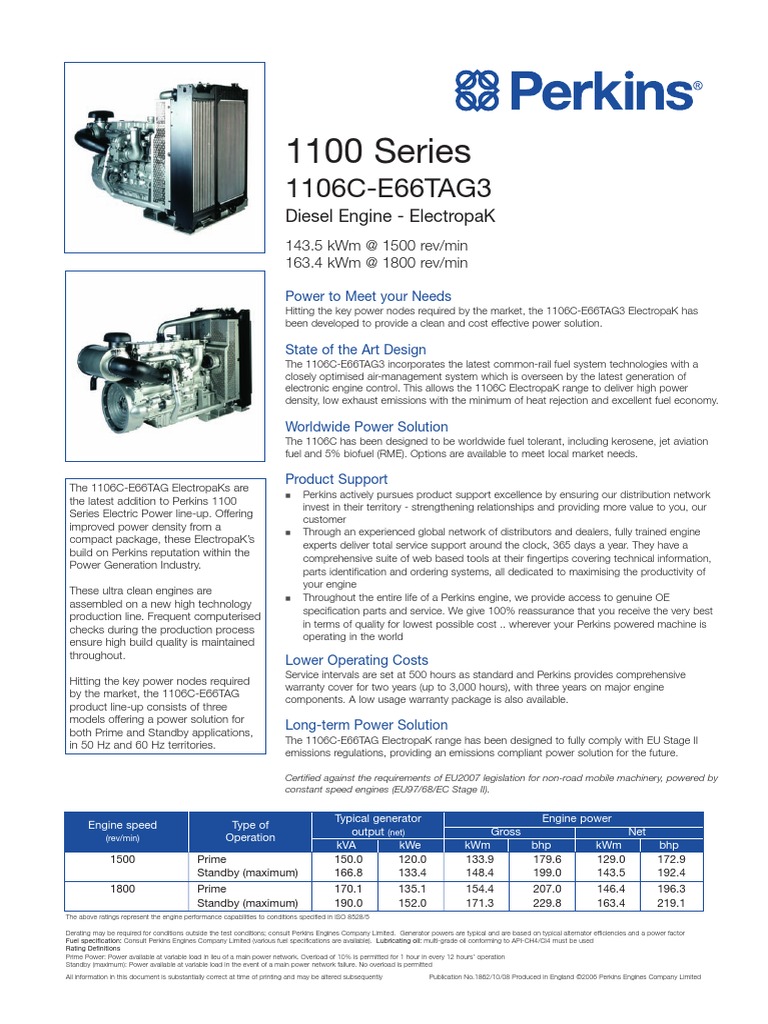 1106C-E66TAG3 Brochure PDF | PDF | Engines | Diesel Engine