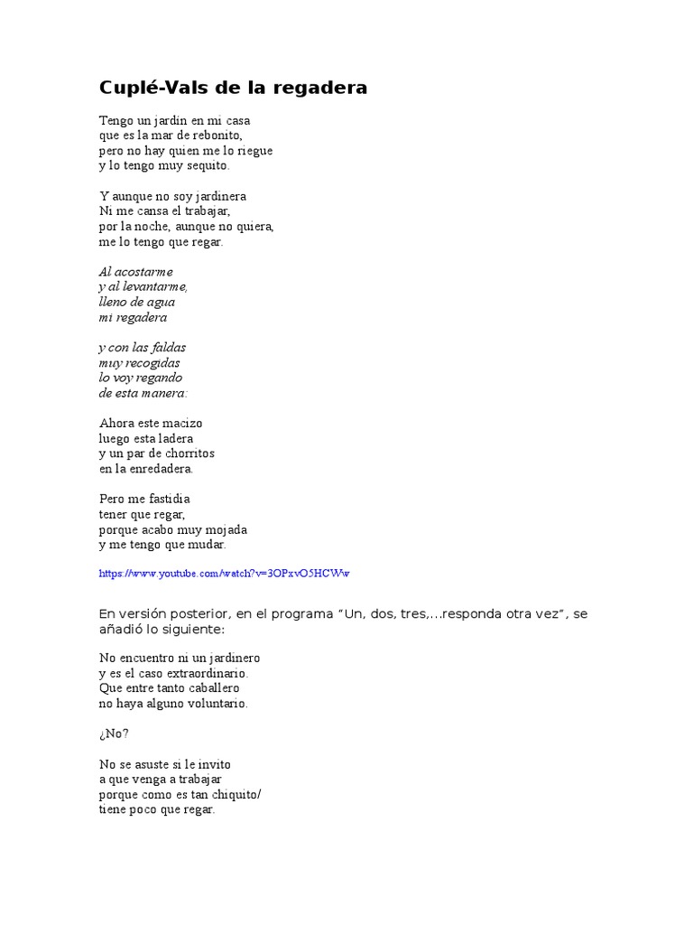 Cuplé-Vals de La Regadera | PDF