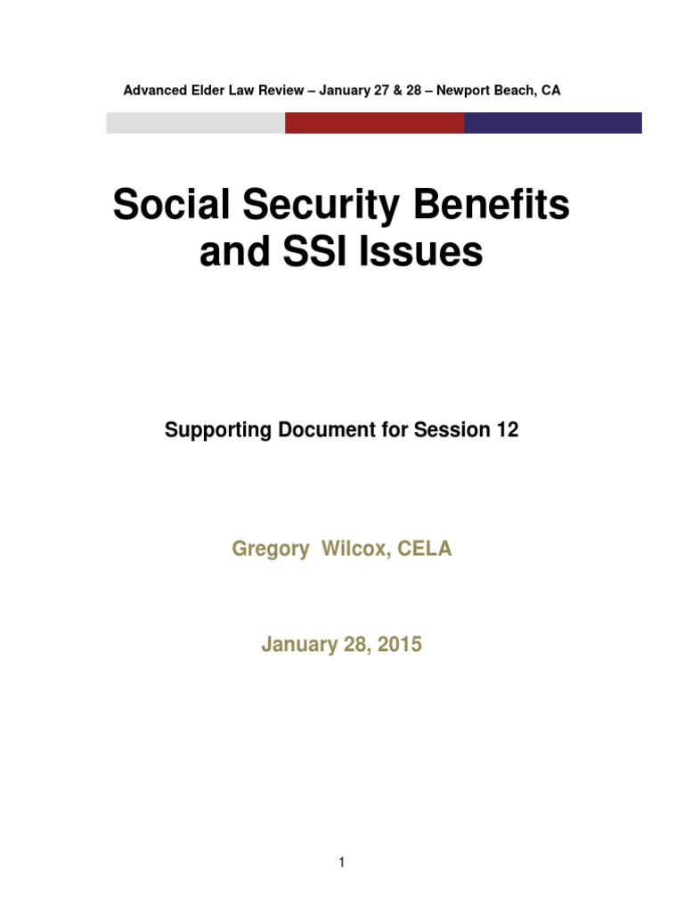 Social Security and SSI Issues | PDF | Social Security Disability ...