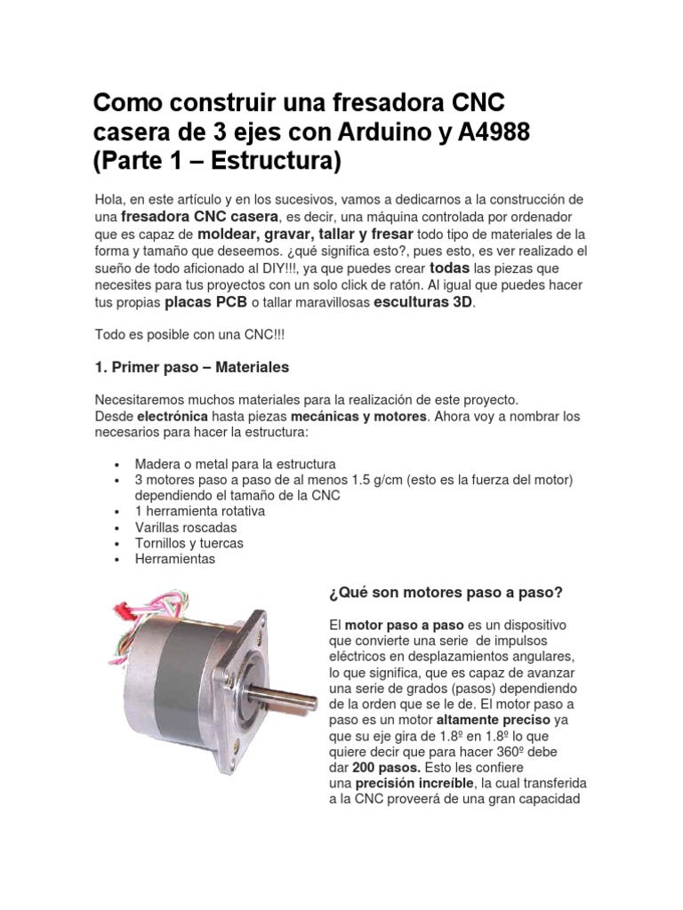 Como Construir Una Fresadora CNC Casera de 3 Ejes Con Arduino y A4988 | PDF | Equipo | Bienes ...