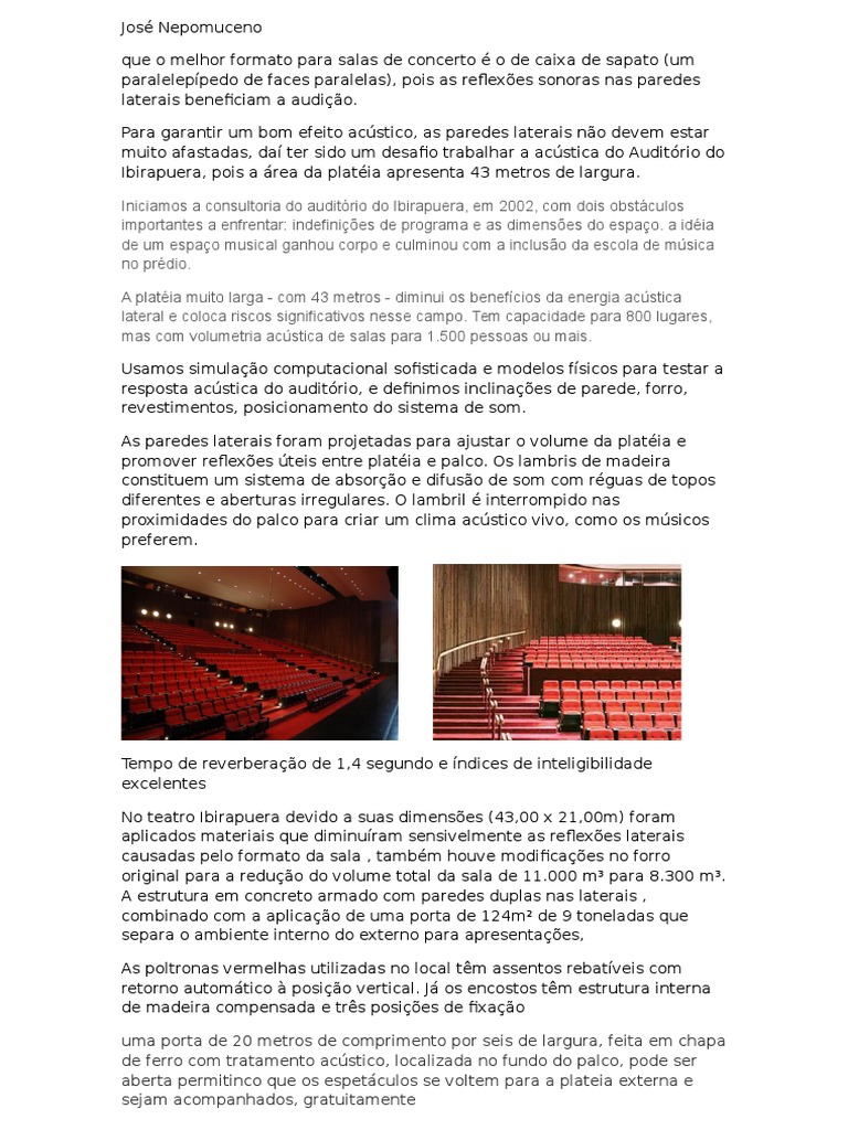 Acustica Auditorio Ibirapuera | PDF