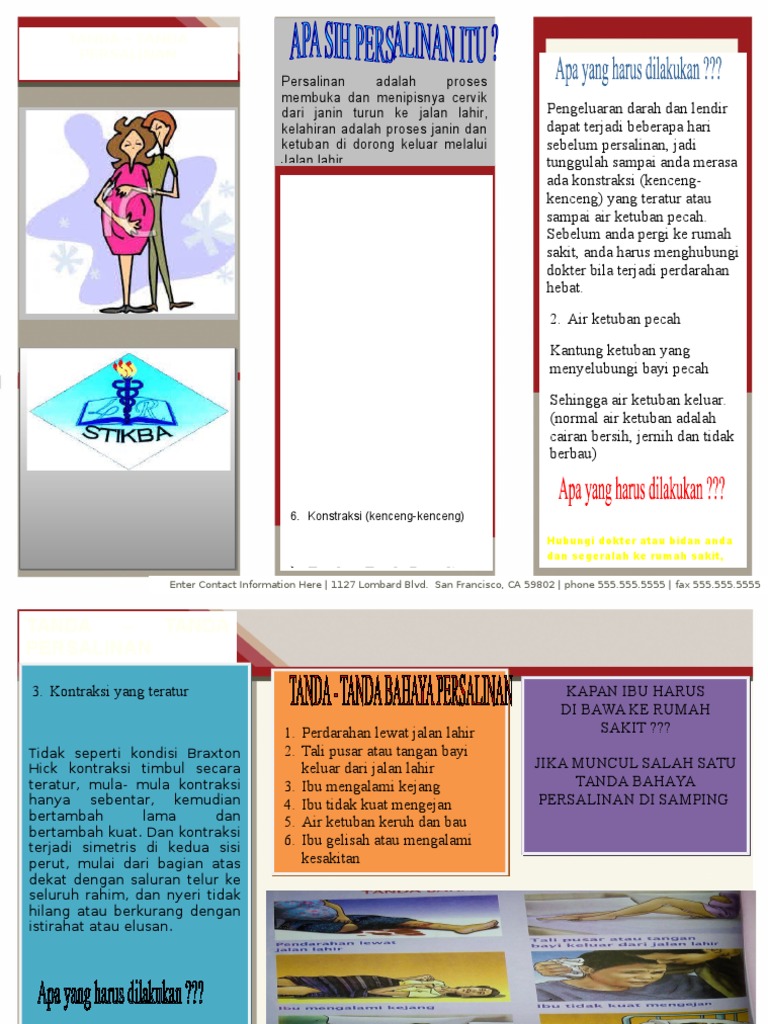 Leaflet Tanda - Tanda Persalinan | PDF