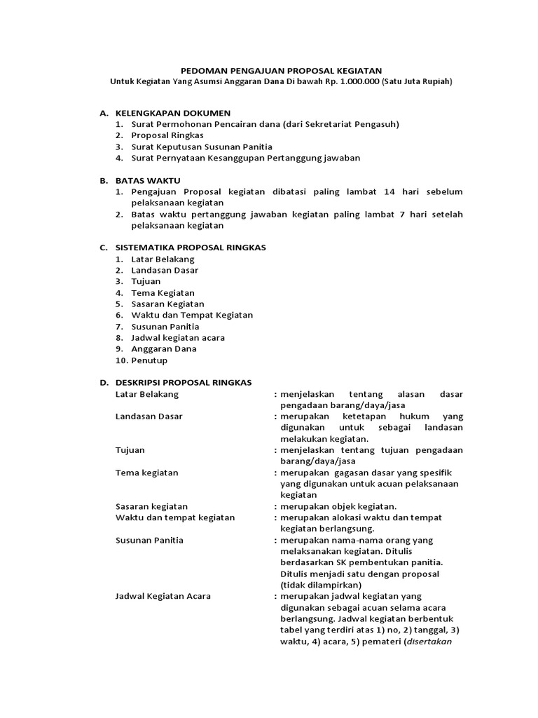 Pedoman Pembuatan Proposal Kegiatan | PDF