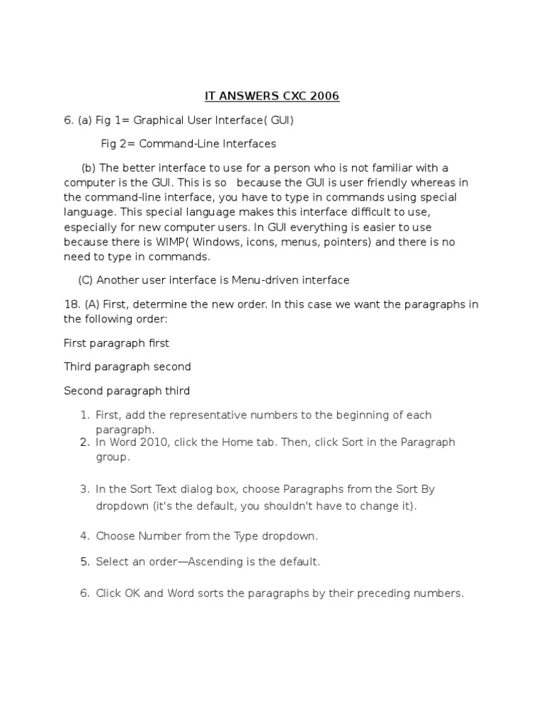 JH CXC P1 Answers | Download Free PDF | Graphical User Interfaces | Computer Keyboard