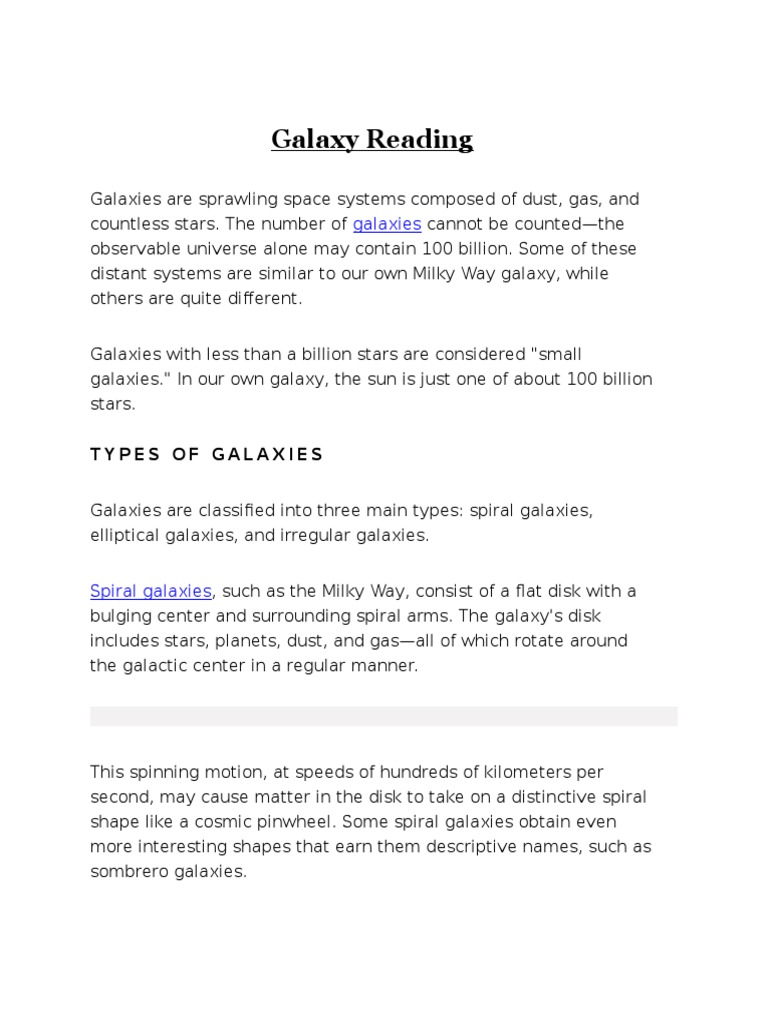 Galaxy Reading | PDF | Milky Way | Astronomical Objects
