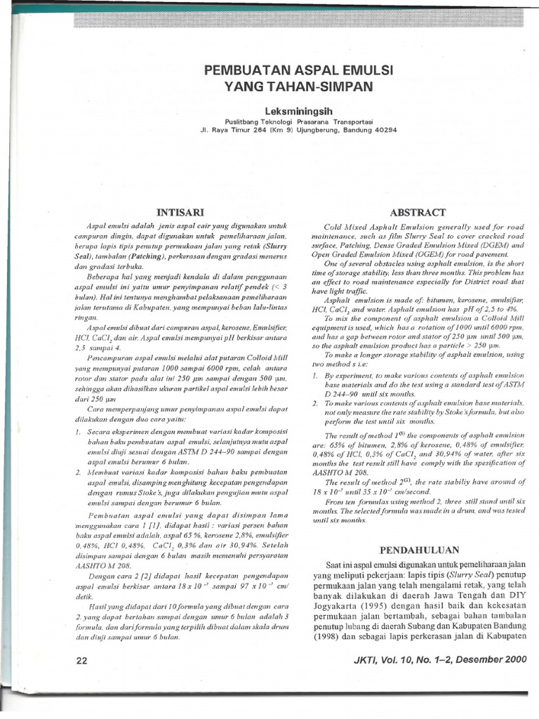 Aspal Emulsi | PDF