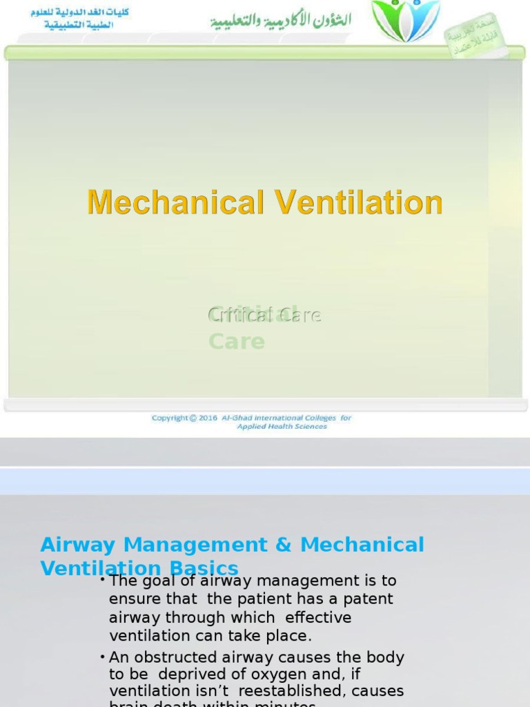 3.mechanical Ventilation | PDF | Breathing | Respiratory System