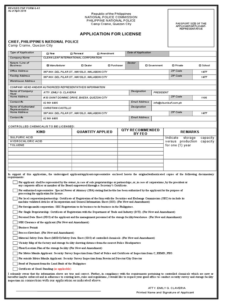 PNP Form 6-A1 - Application For License | PDF | U.S. Securities And ...