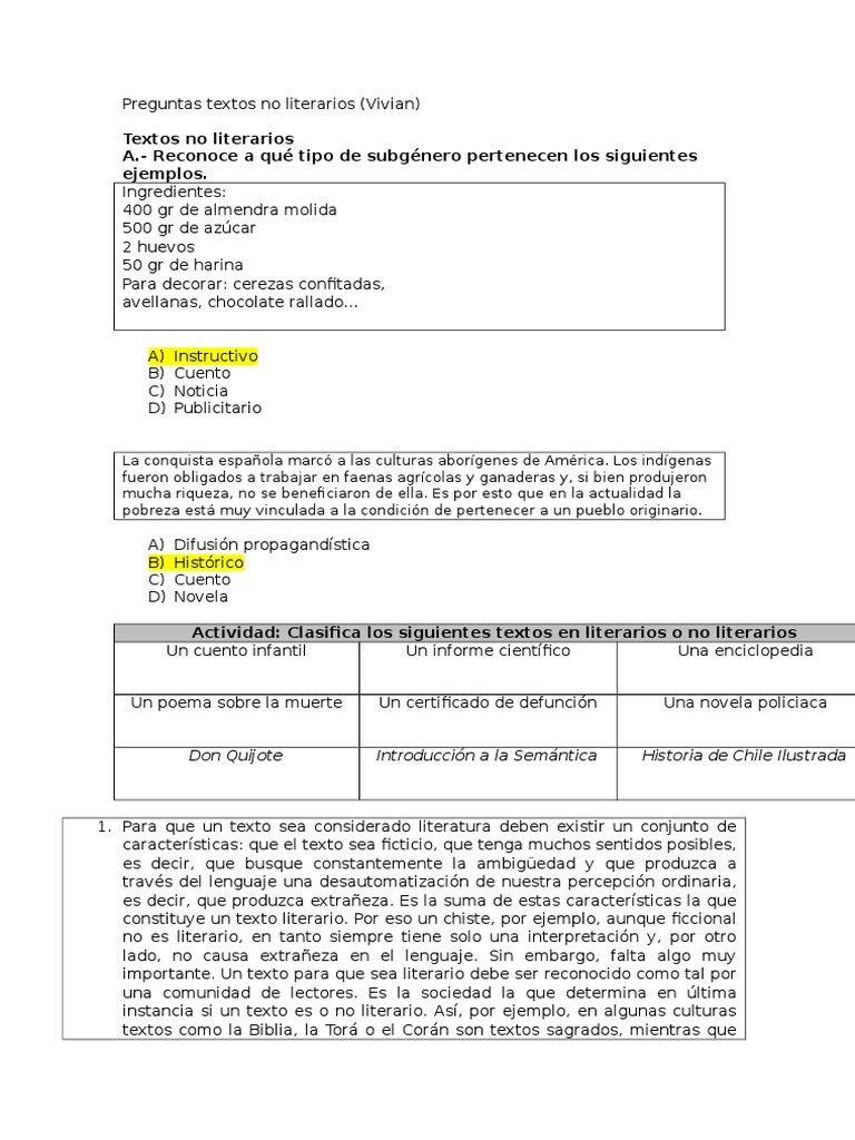 Preguntas sobre textos no literarios | PDF | Historia | Clásicos