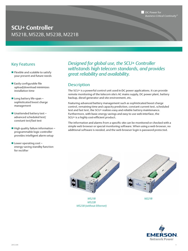 Emerson Network Power SCU Plus Datasheet | PDF | Fuse (Electrical ...
