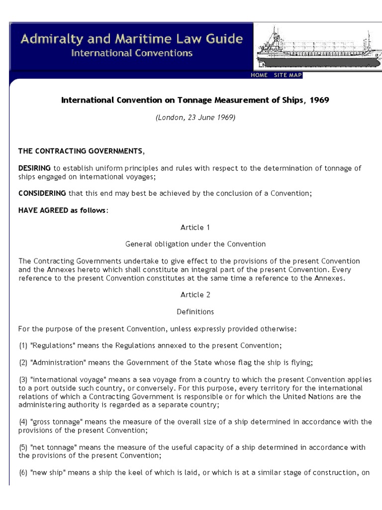 International Convention On Tonnage Measurement of Ships, 1969 | PDF ...