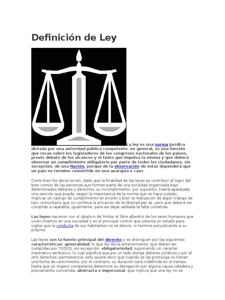 Definición de Ley | PDF | Ley estatutaria | Instituciones sociales