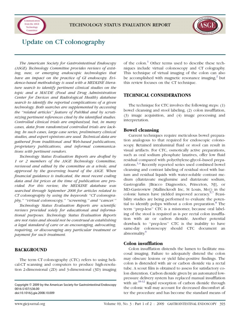 ASGE - Methods of Luminal Distention For Colonoscopy (RA 2013) | PDF ...