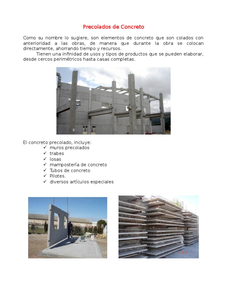 Beneficios y Usos del Concreto Precolado | PDF | Hormigón | Acero