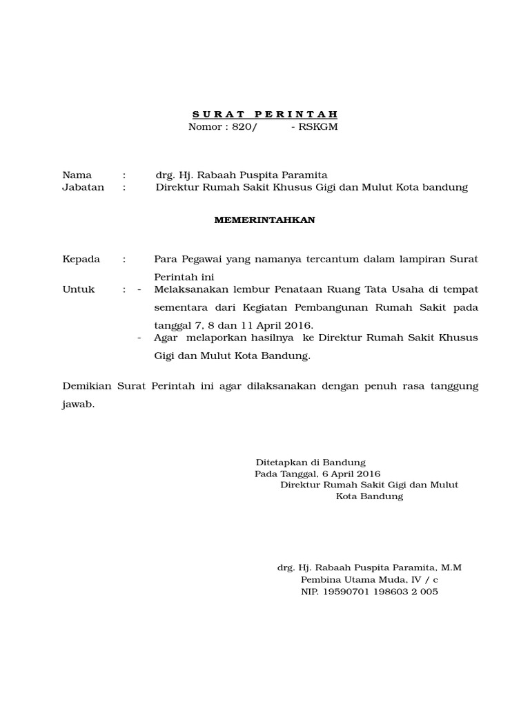 Surat Perintah Lembur | PDF