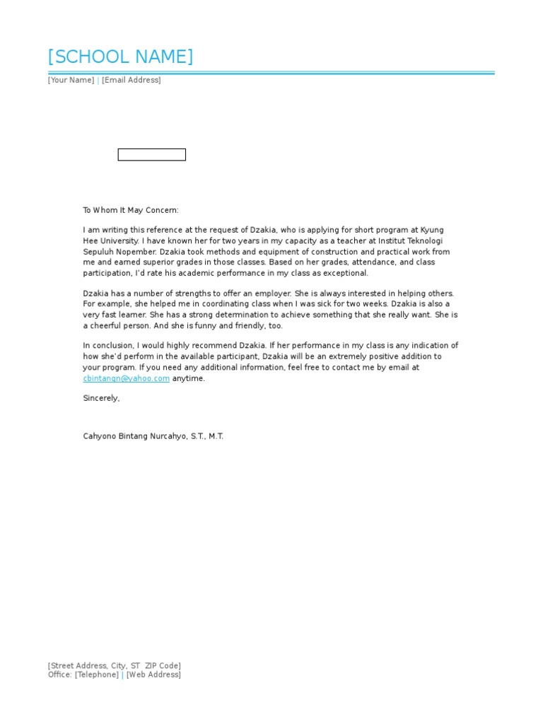 Recommendation Letter For Short Program | PDF | Communication