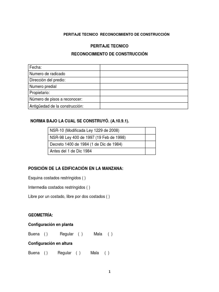 Plantilla Peritaje | PDF | Fundación (Ingeniería) | edificio