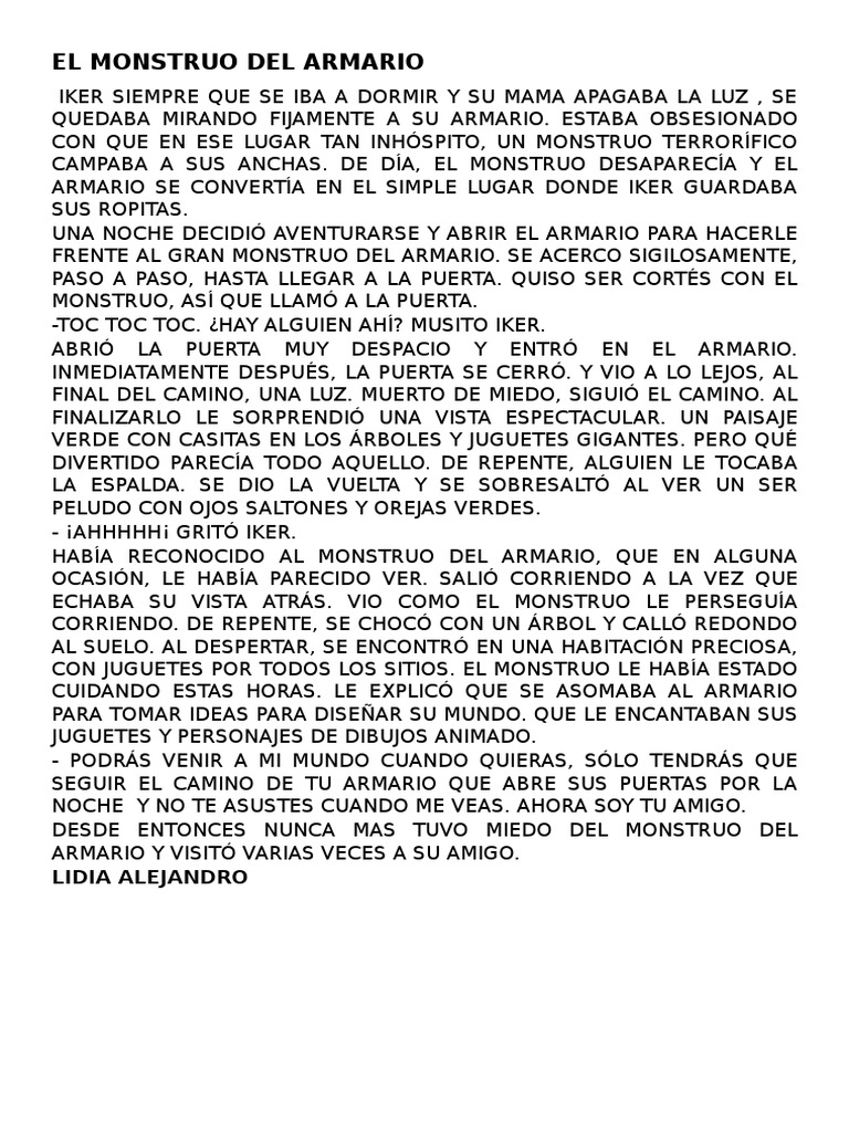 El Monstruo Del Armario | PDF | Libros para adolescentes
