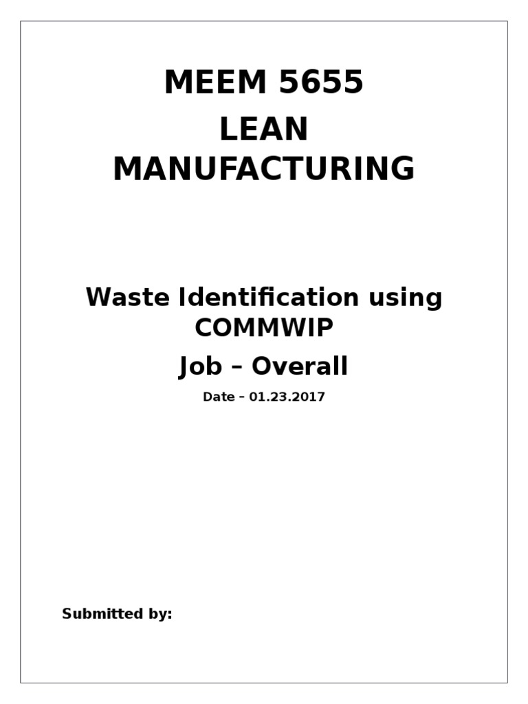 Lean Manufacturing Waste Analysis | PDF | Inventory | Supply Chain ...