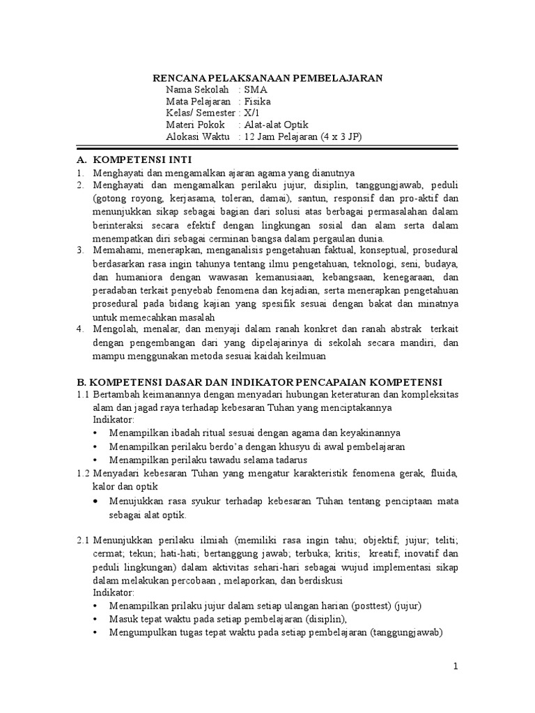 Contoh RPP Fisika | PDF