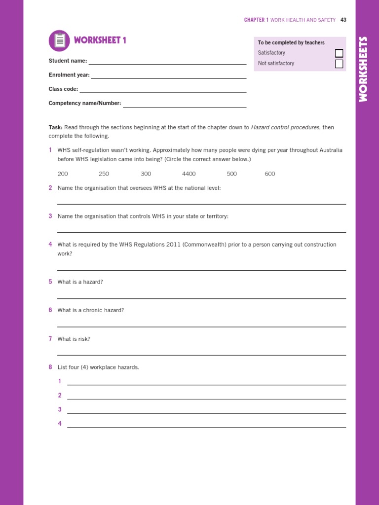 Hawkins 5e Worksheets Chapter 01 | PDF | Personal Protective Equipment ...
