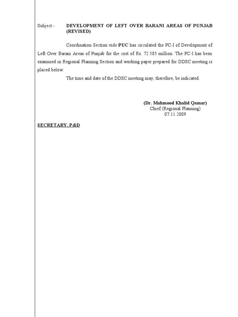 5 (1) Dev. Leftover Barani Area Project | PDF