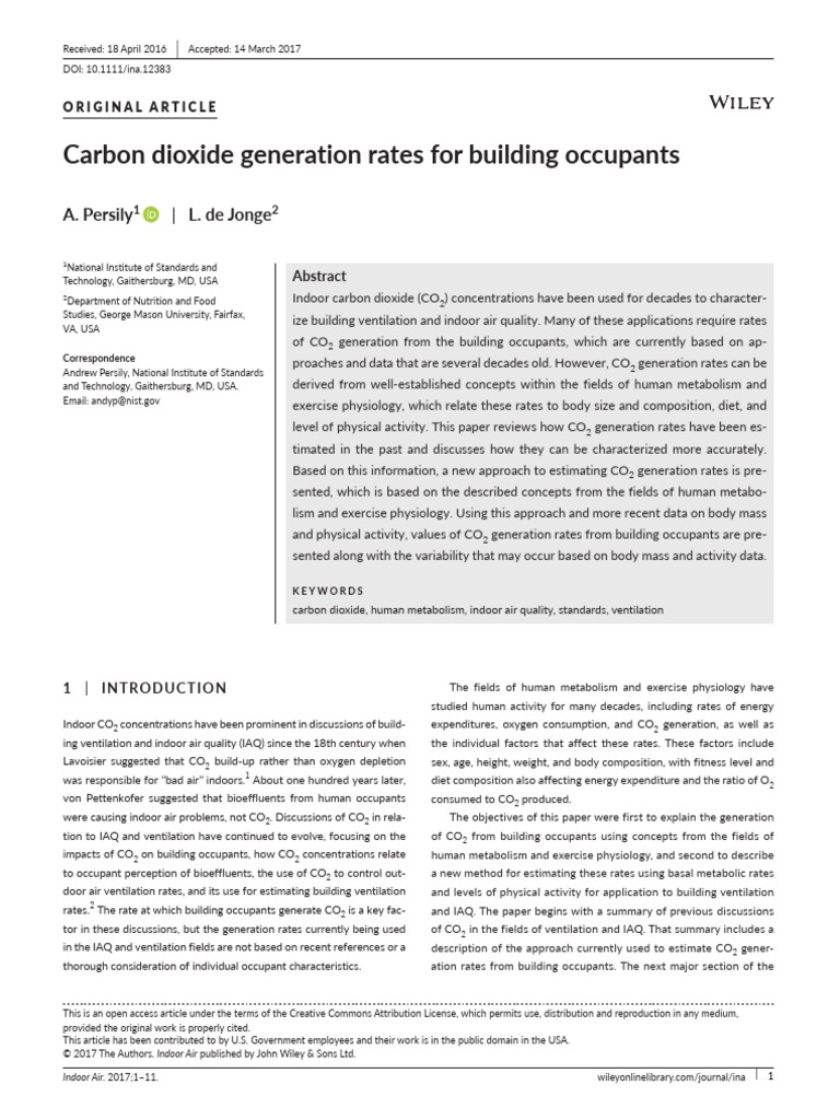 Persily Et Al-2017-Indoor Air | PDF | Ventilation (Architecture ...