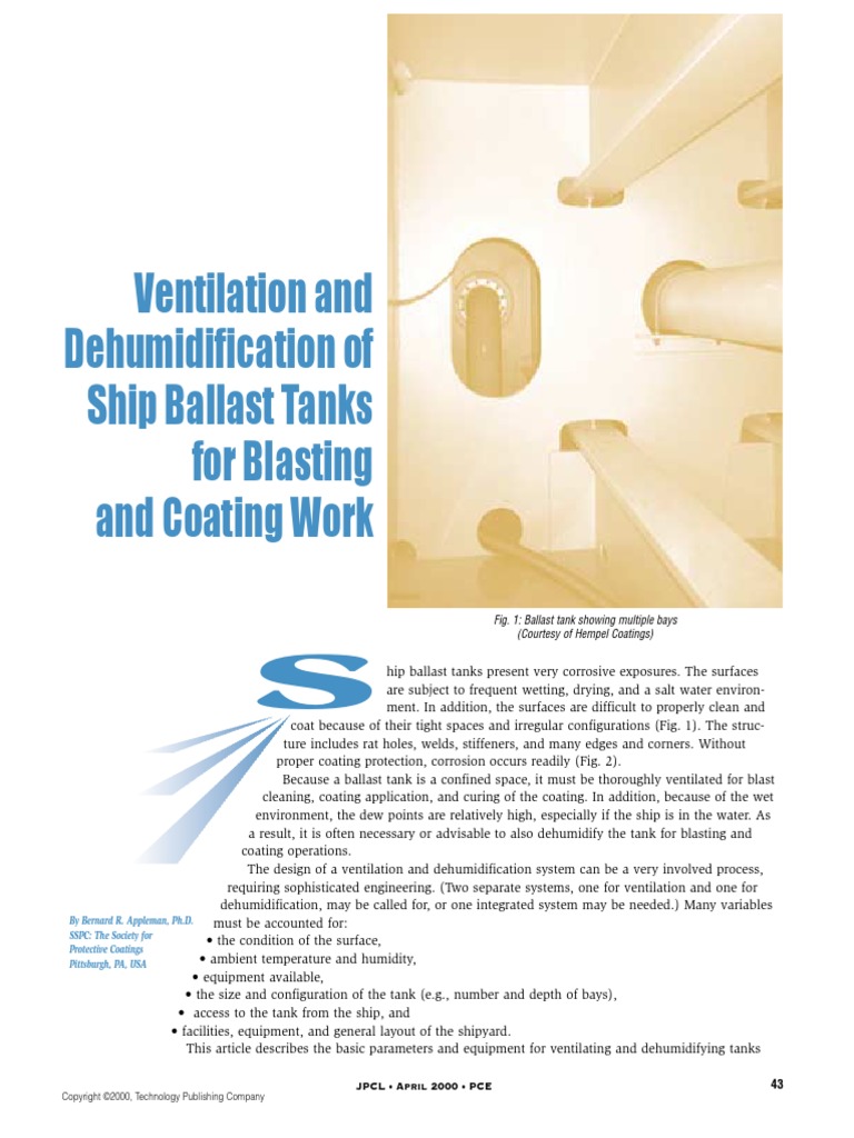 Ventilation and Dehumidification of Ship Ballast Tanks For Blasting and ...